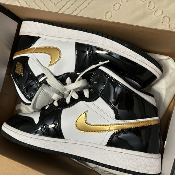 Shoes | Jordan Mid 1s Metallic Gold | Poshmark